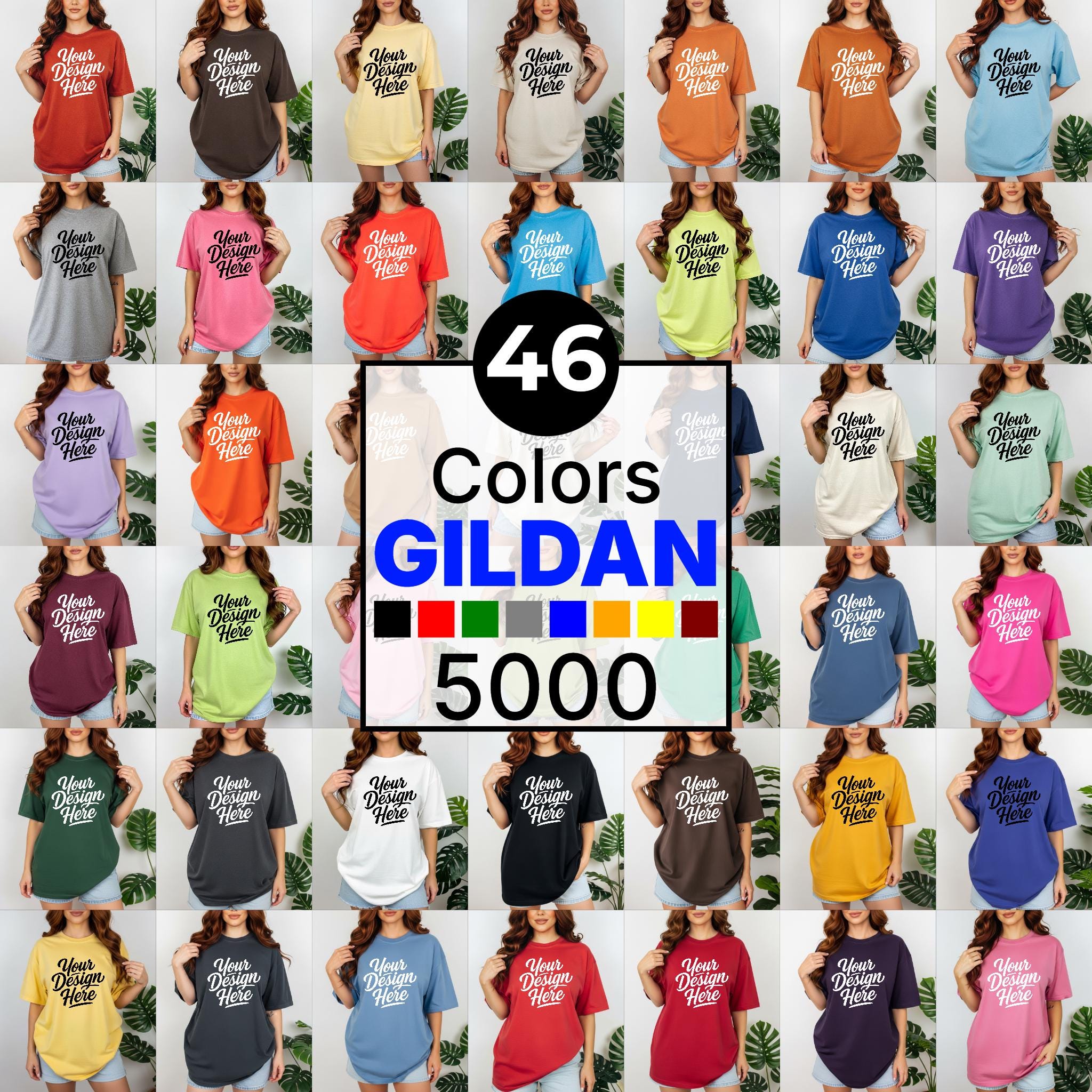 Gildan 5000 T-shirt Mockup Bundle – Oversized Fit Collection PNG, JPG ...