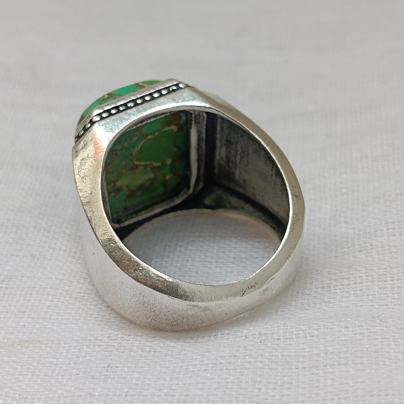 Green Copper Turquoise Ring: Artisan Sterling Silver Chunky Statement ...