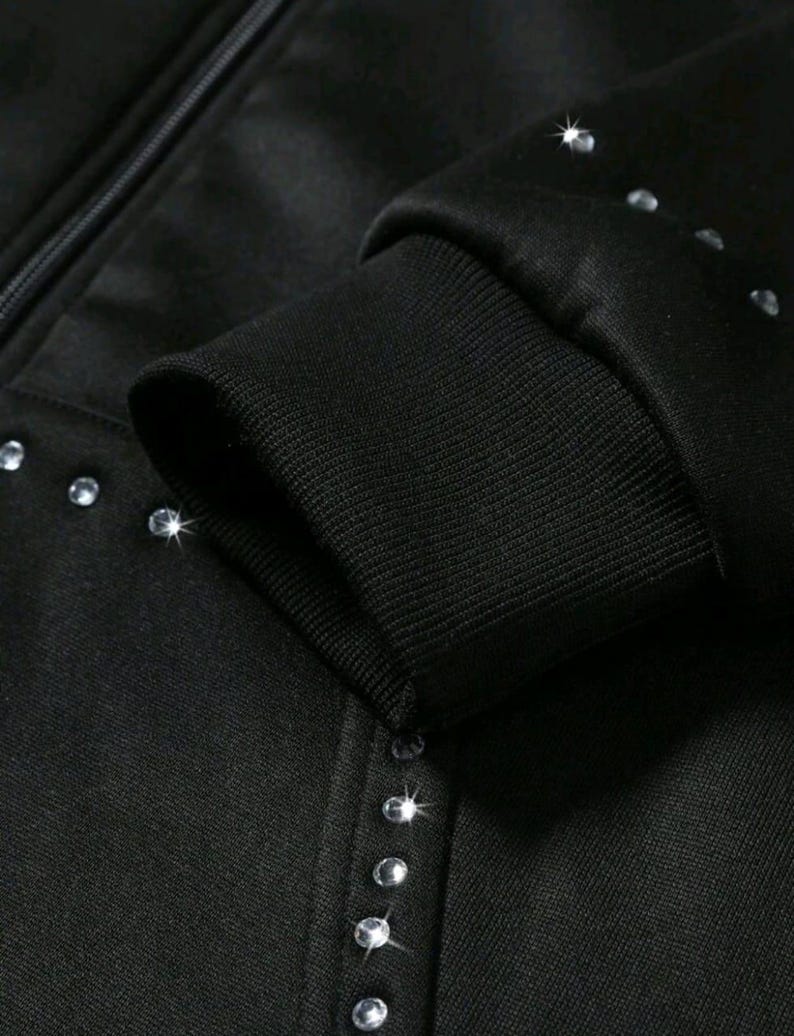 Black Chicago Sparkle Tracksuit With Rhinestone Detailing - Etsy