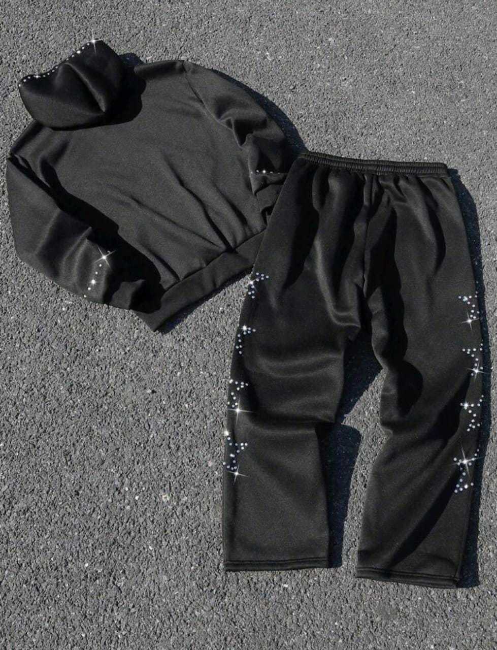 Black Chicago Sparkle Tracksuit With Rhinestone Detailing - Etsy