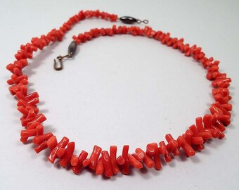 Red coral necklace | Etsy