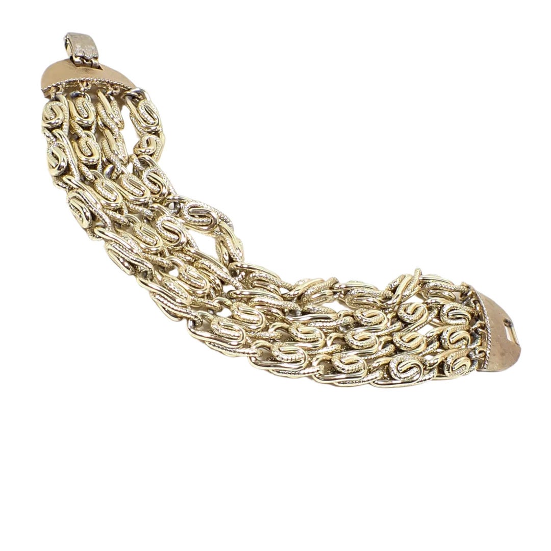 Multi Strand Vintage Snail Chain Bracelet, Gold Tone Scroll Chain ...