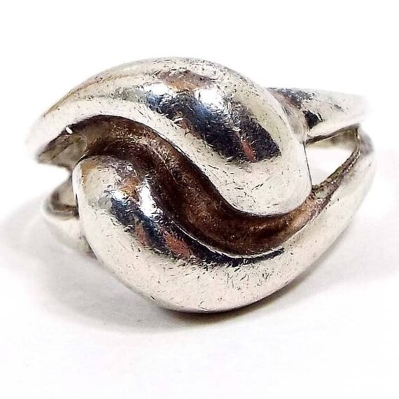 Polish Vintage Curved Modernist Sterling Silver Ring - Gem