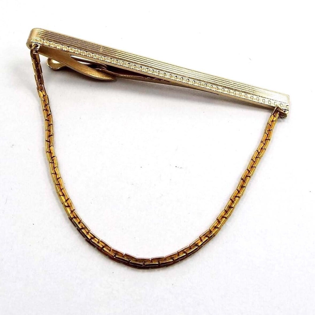 Hickok Long Vintage Tie Chain, Gold Tone With Square Link Chain - Etsy