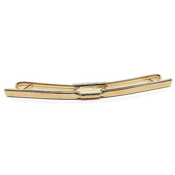 Long Curved Gold Tone Mid Century Vintage Collar Clip… - Gem