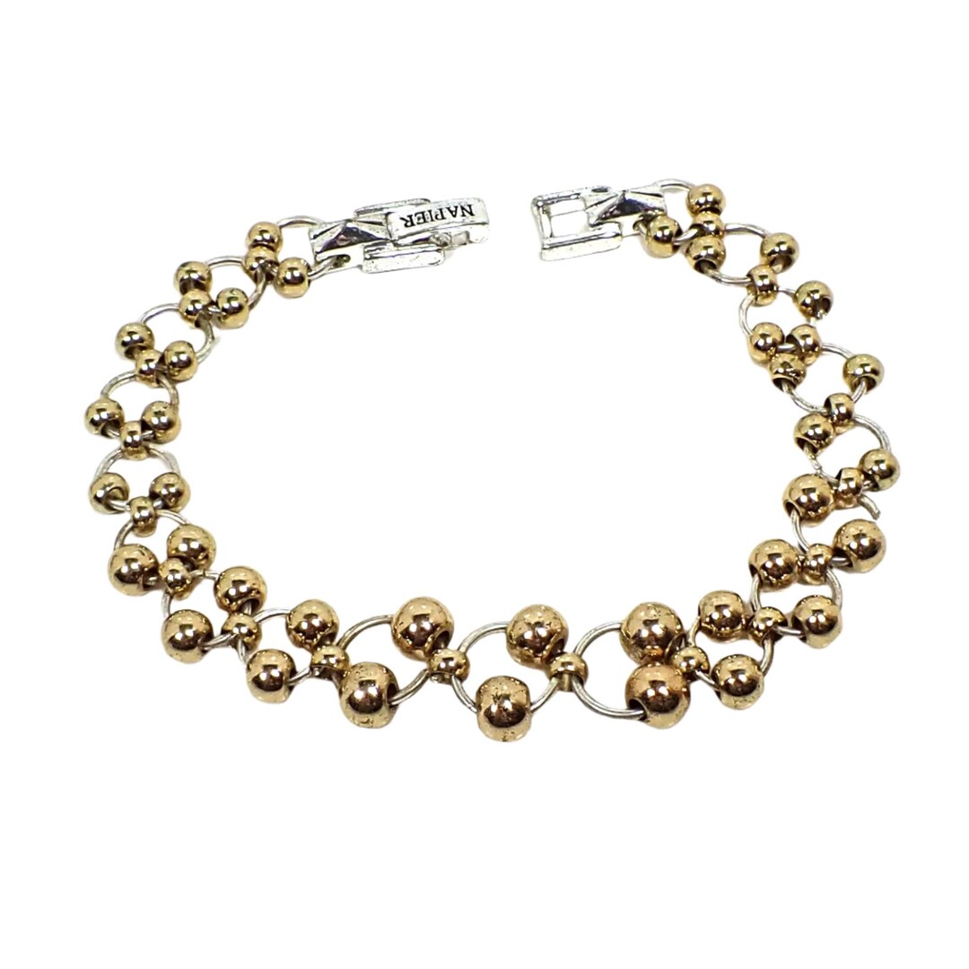 Napier Two Tone Vintage Beaded Chain Bracelet, Gold and Silver Tone ...