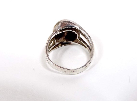 Polish Vintage Curved Modernist Sterling Silver Ring - Gem