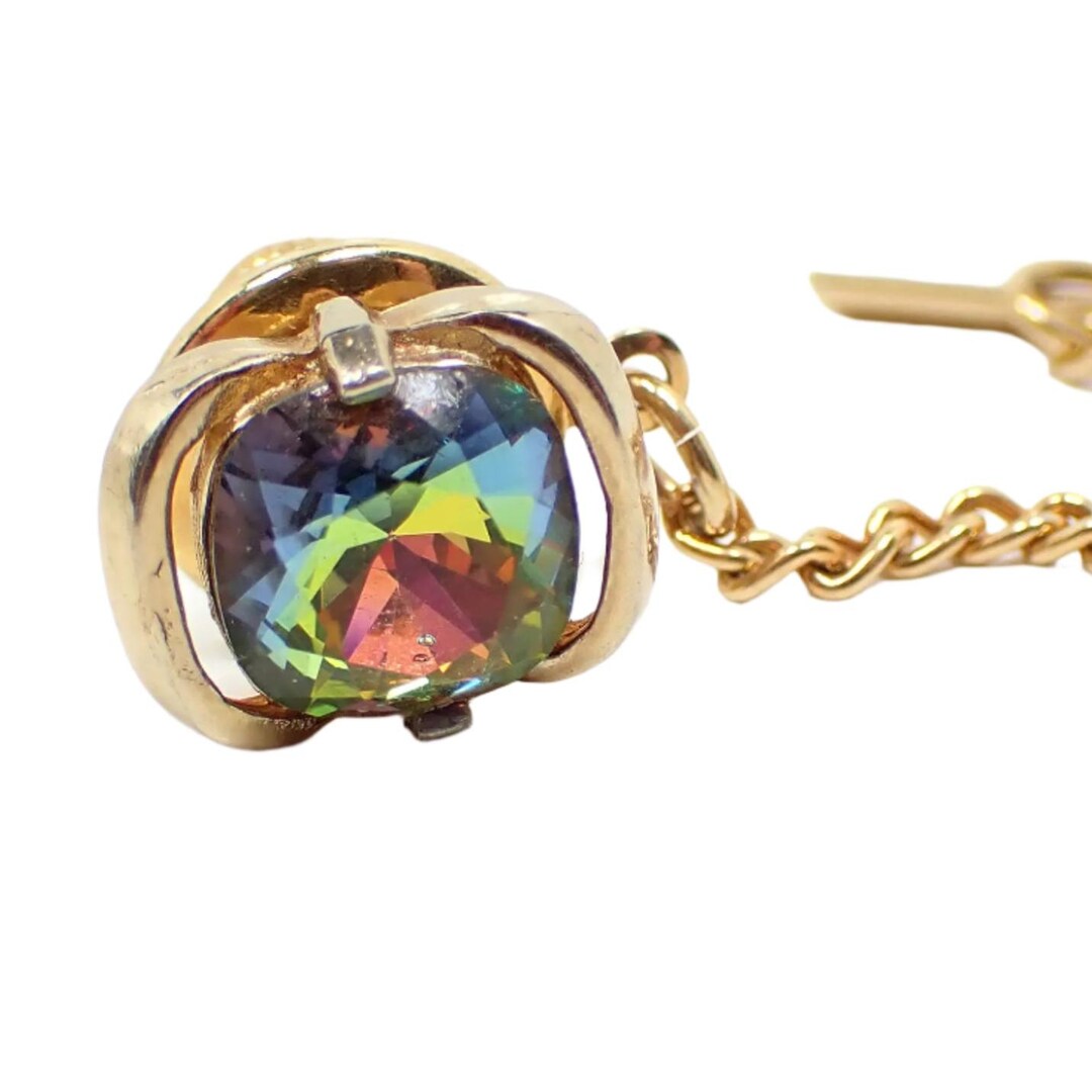 Swank Mid Century Vintage Watermelon Multi Color Rhinestone Tie Tack ...
