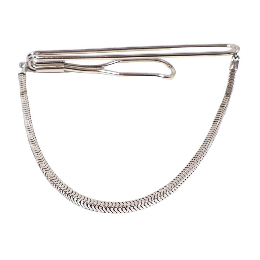 Swank Mid Century Vintage Tie Chain Bar, Silver Tone With Snake Chain ...
