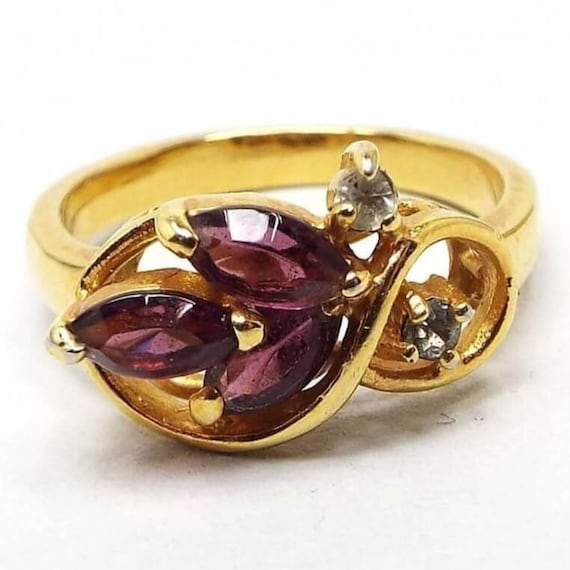 Purple Rhinestone Vintage Cocktail Ring - Gem