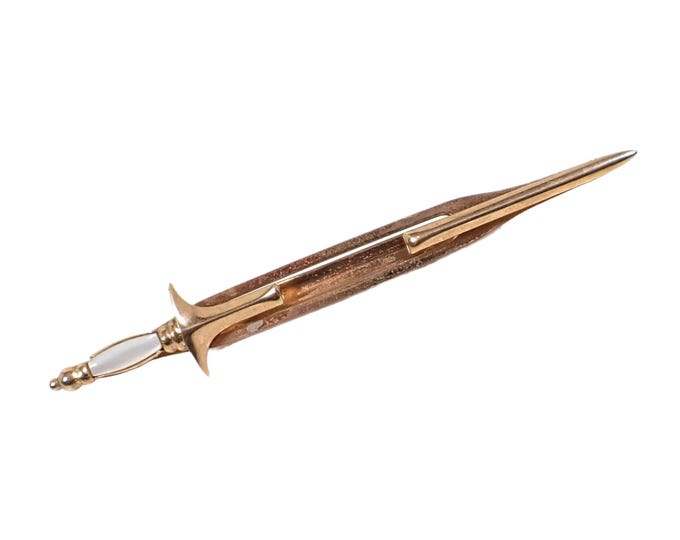 Swank Mid Century Vintage Rapier Sword Tie Bar With Mother of Pearl ...