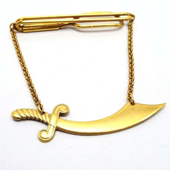 Swank 1930s Vintage Shriners Scimitar Tie Chain, Matt… - Gem