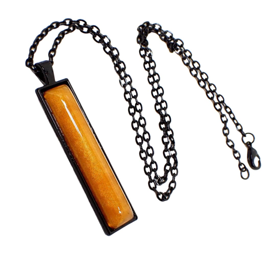Halloween Black and Orange Bar Pendant Necklace, Handmade Resin, Goth ...