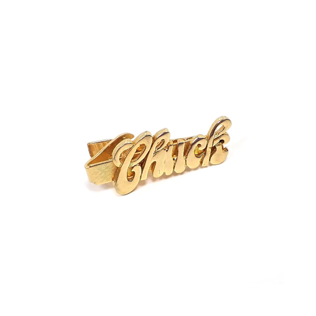 Gold Tone Chuck Name Vintage Tie Clip - Etsy