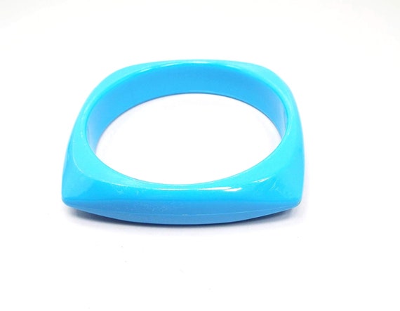 Bright Blue Plastic Square Vintage Bangle Bracelet, G… - Gem