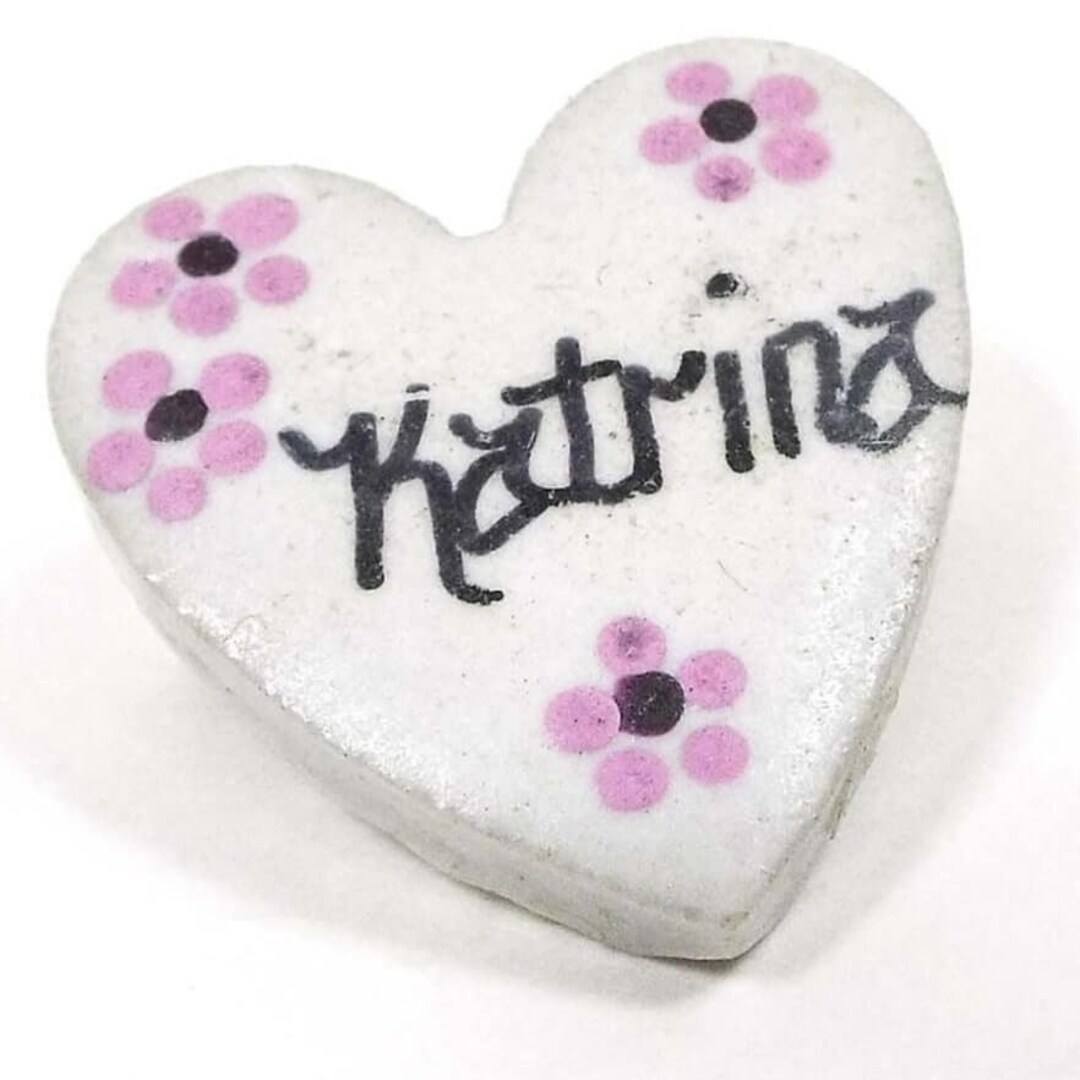 Katrina Name Vintage Painted Flower Porcelain Heart Brooch - Etsy