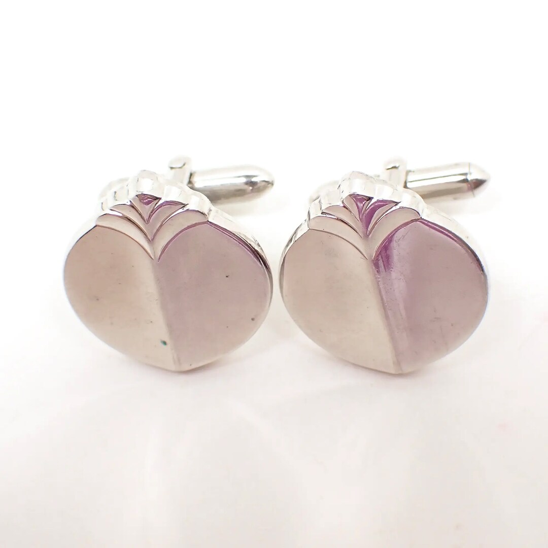 Swank Mid Century Vintage Fancy Round Cufflinks, Silver Tone Cuff Links ...