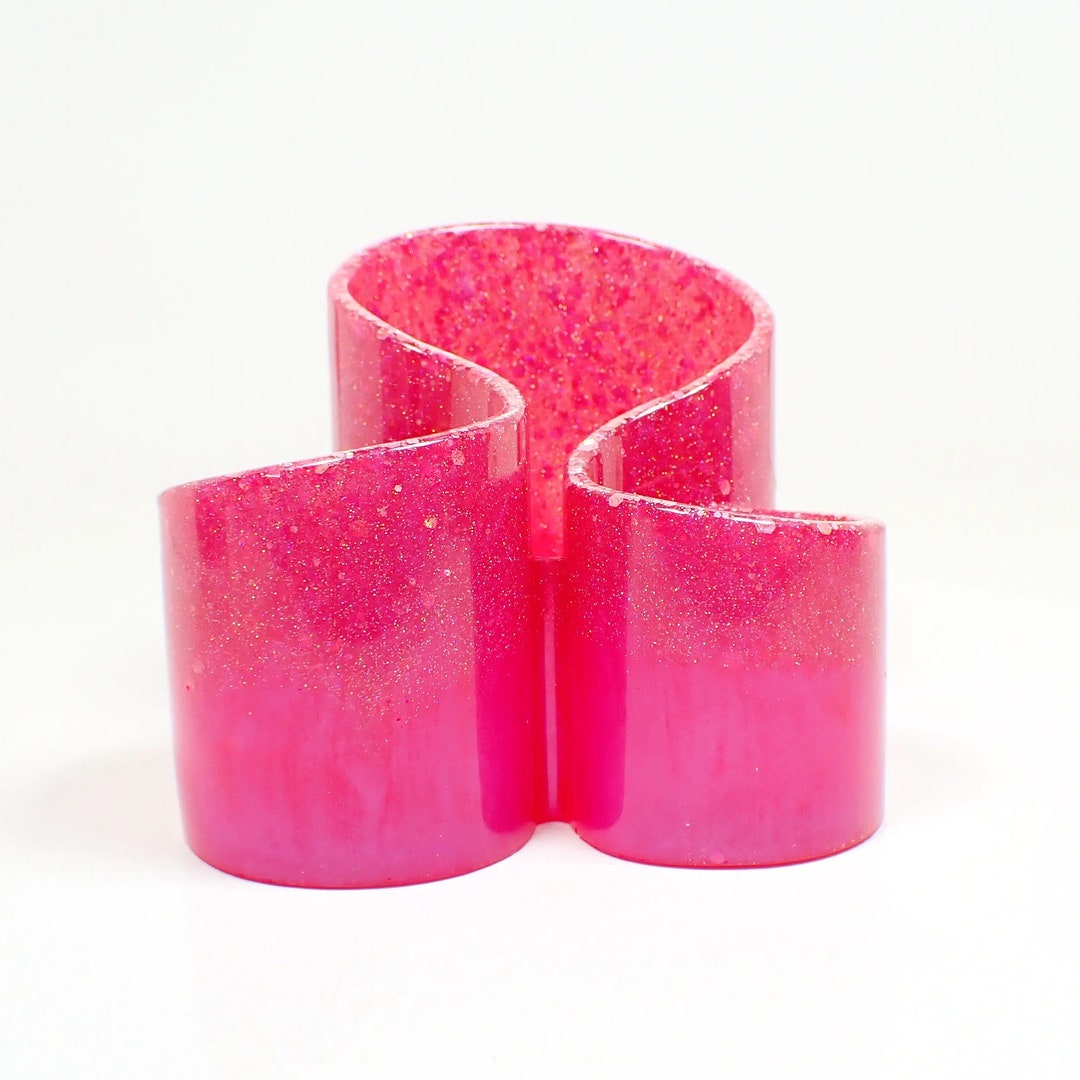 Handmade Hot Pink Resin Makeup Brush Holder With Pink Iridescent ...