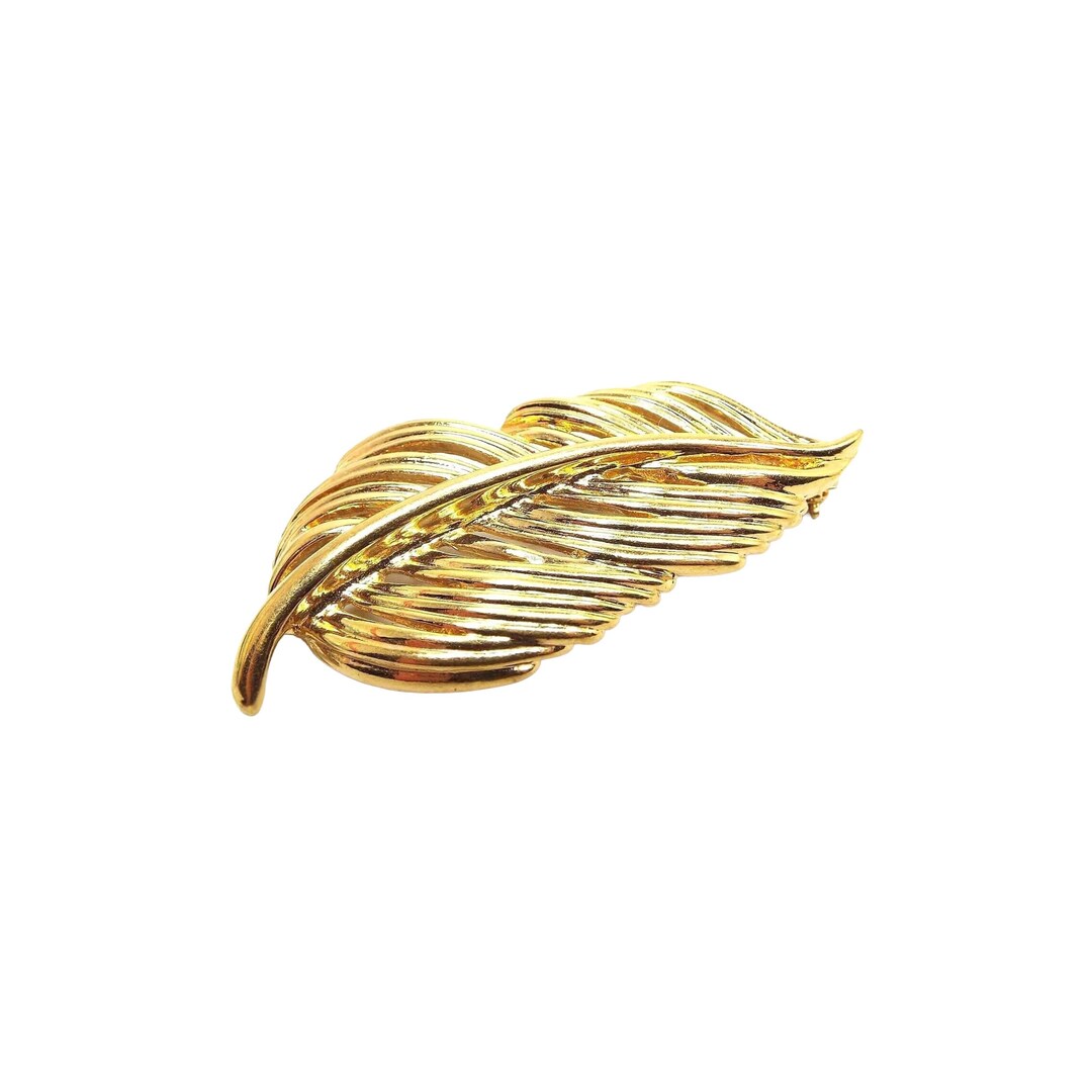 Vintage Napier Gold Tone Filigree Feather Brooch - Etsy