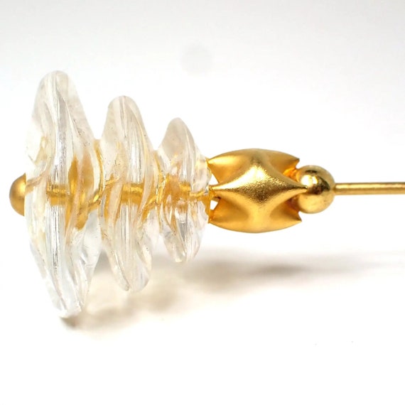 Mid Century Modernist Clear Plastic Vintage Hat Pin - Gem