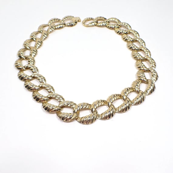 Corrugated Textured Link Vintage Curb Chain Necklace,… - Gem