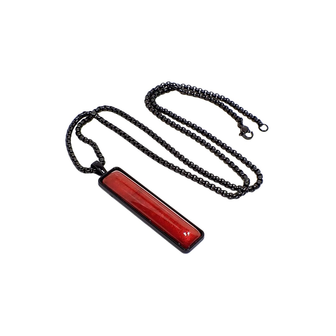 Handmade Goth Red and Black Resin Bar Pendant Necklace - Etsy