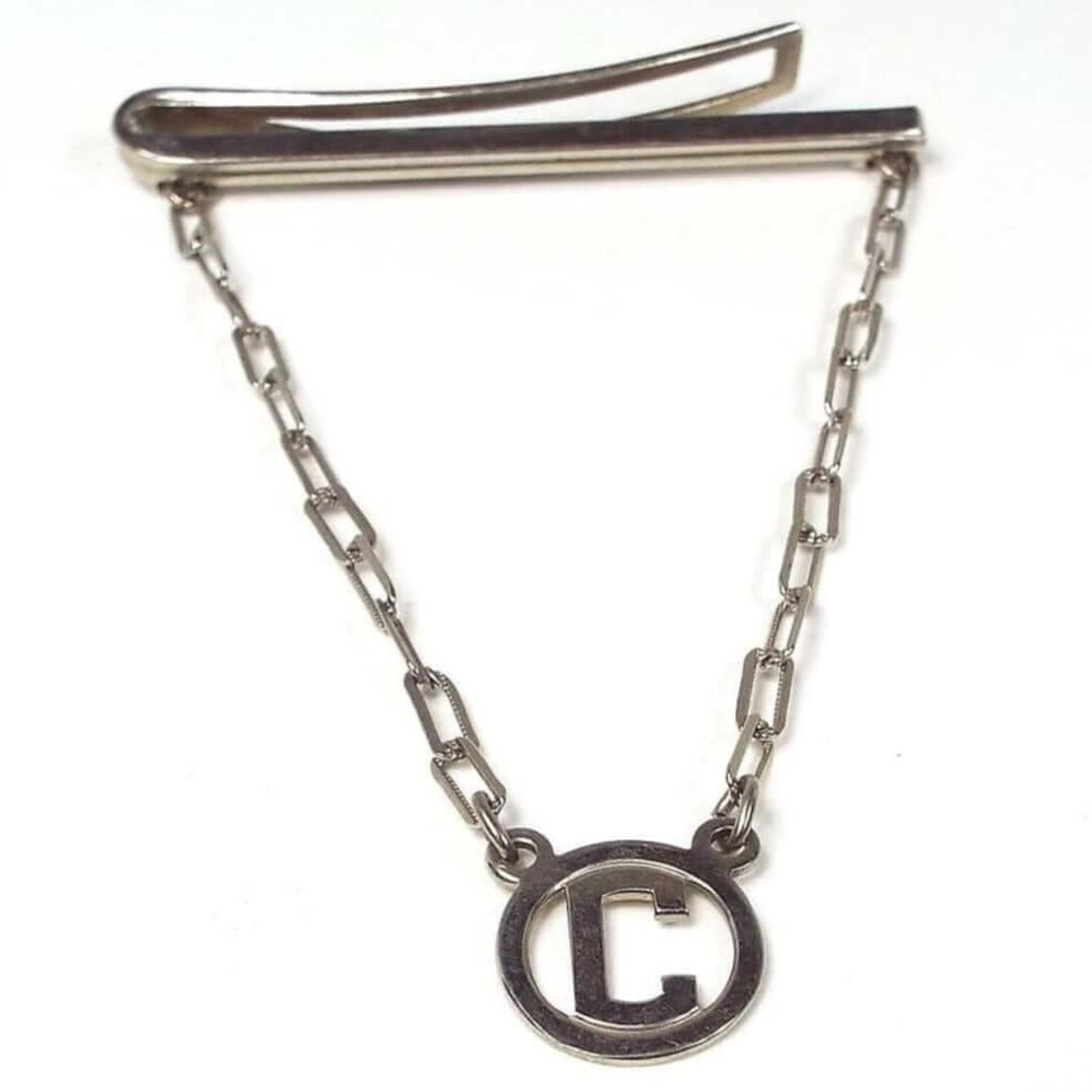 Letter Initial C Vintage Tie Bar Chain, Silver Tone - Etsy