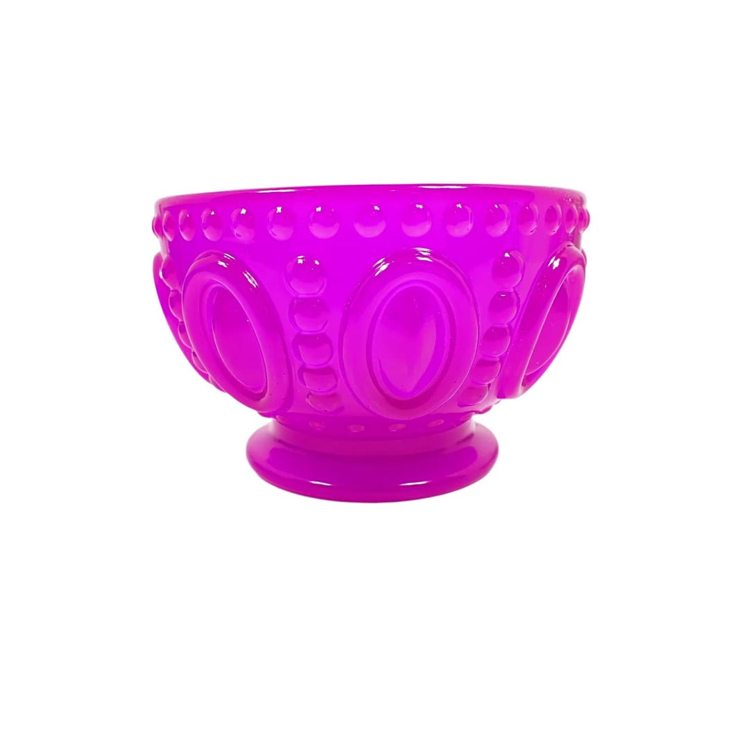 Handmade Small Neon Purple Resin Decorative Footed Bowl With Oval and ...