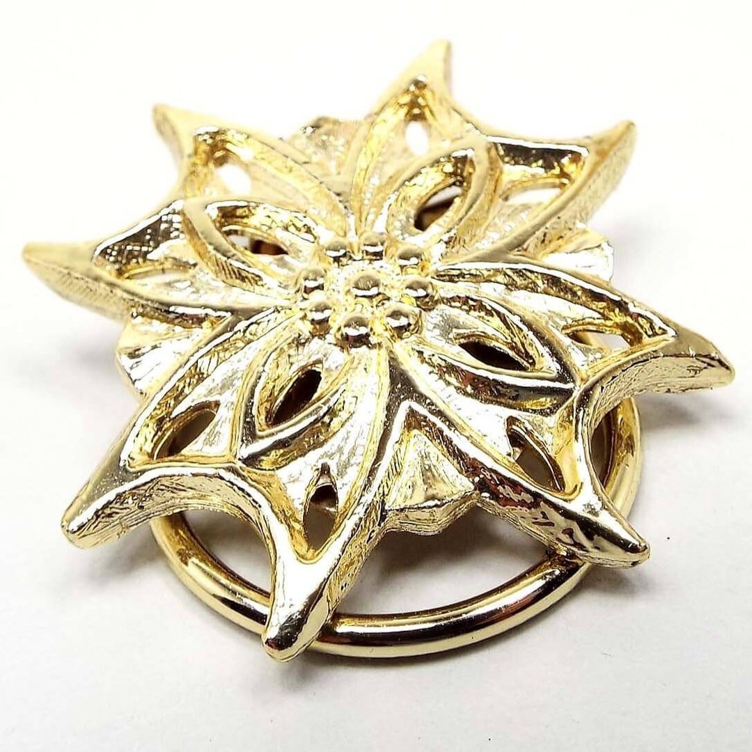 Vintage Flower Scarf Clip, Gold Tone Cut Out Design - Etsy