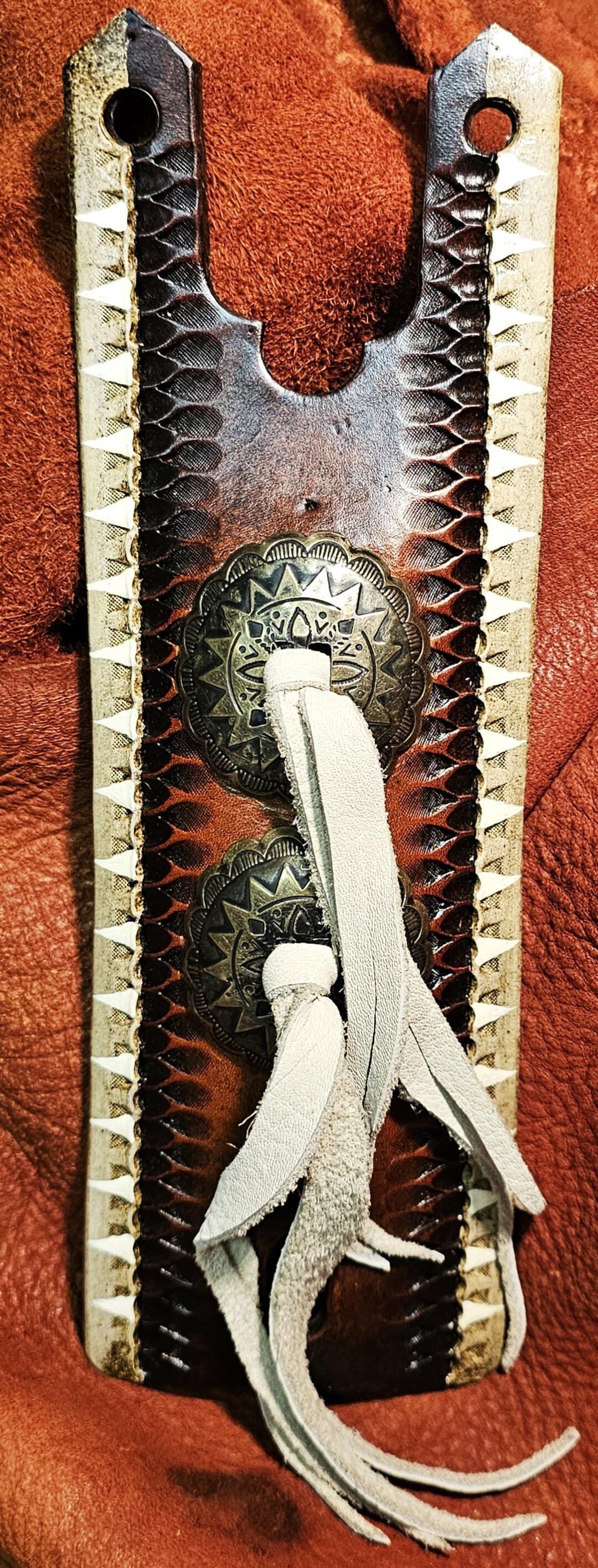Conchos Tank Strap - All Leather, Hand Tooled, Crafted and Painted. - Etsy