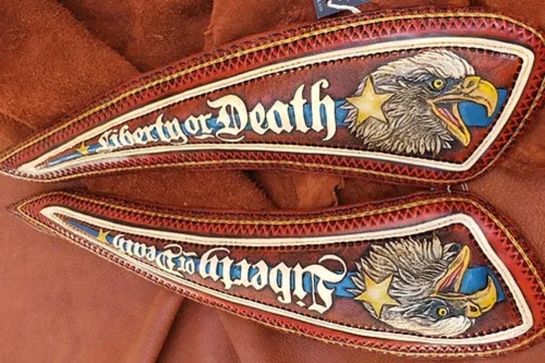 Liberty or Death Tank Scallops - All Leather, Hand Tooled, Painted and ...