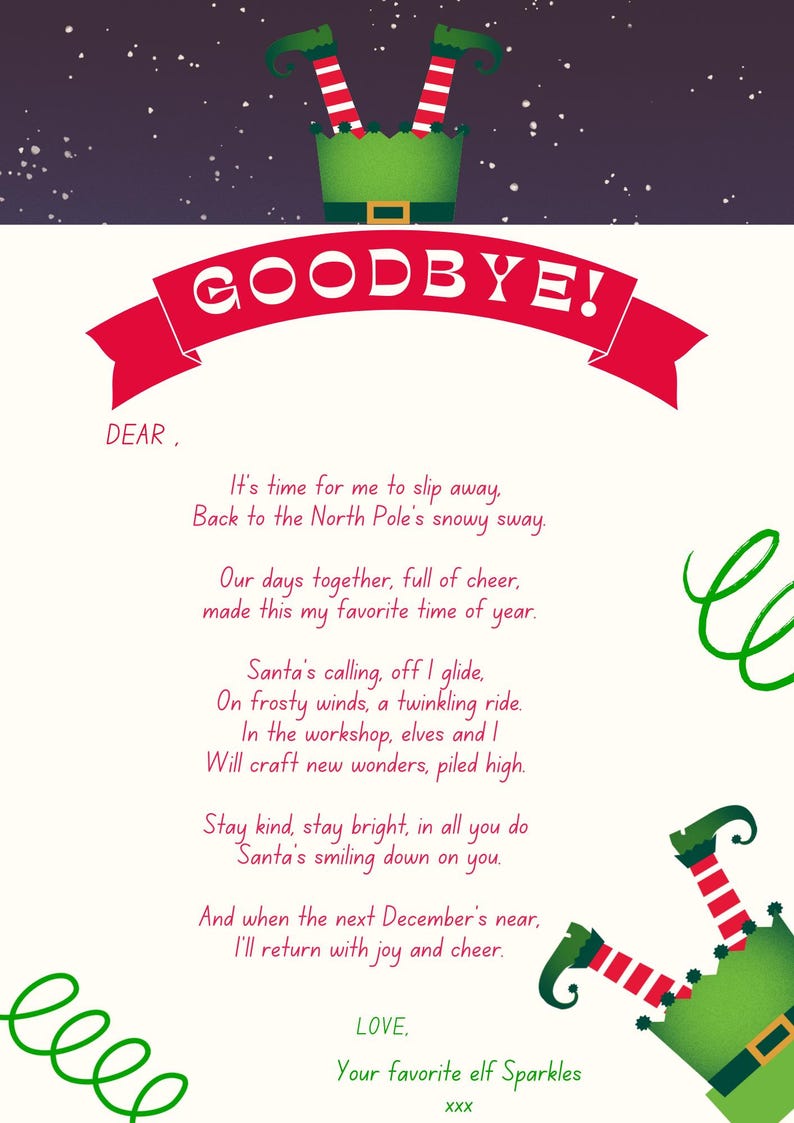 Elf on the Shelf Goodbye Letter - Etsy