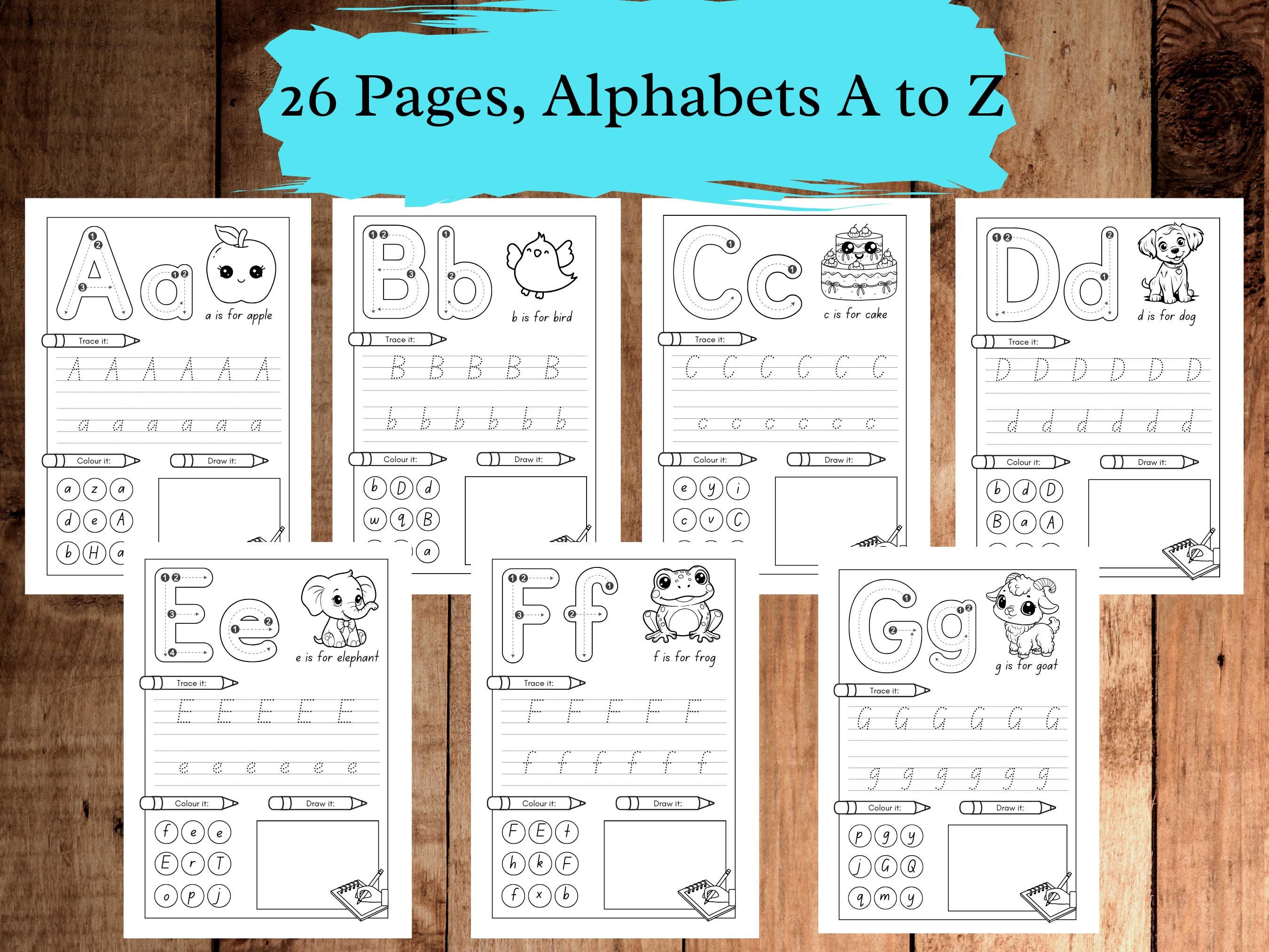 Alphabet Coloring Pages & Tracing Worksheets: Preschool Printable ...