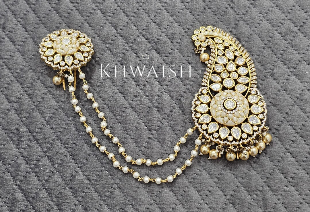 Mossianite Uncut Polki Sabyasachi Kundan Silver Statement Groom Kalangi ...