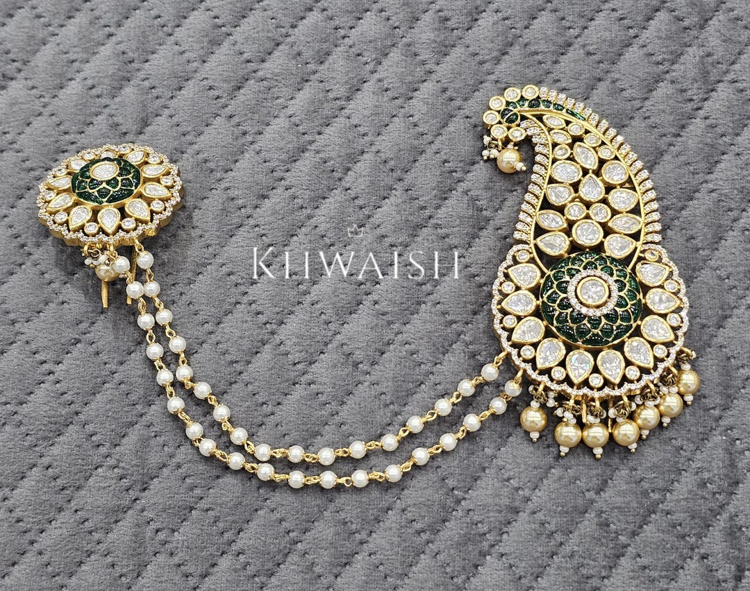Mossianite Uncut Polki Sabyasachi Kundan Silver Statement Groom Kalangi ...