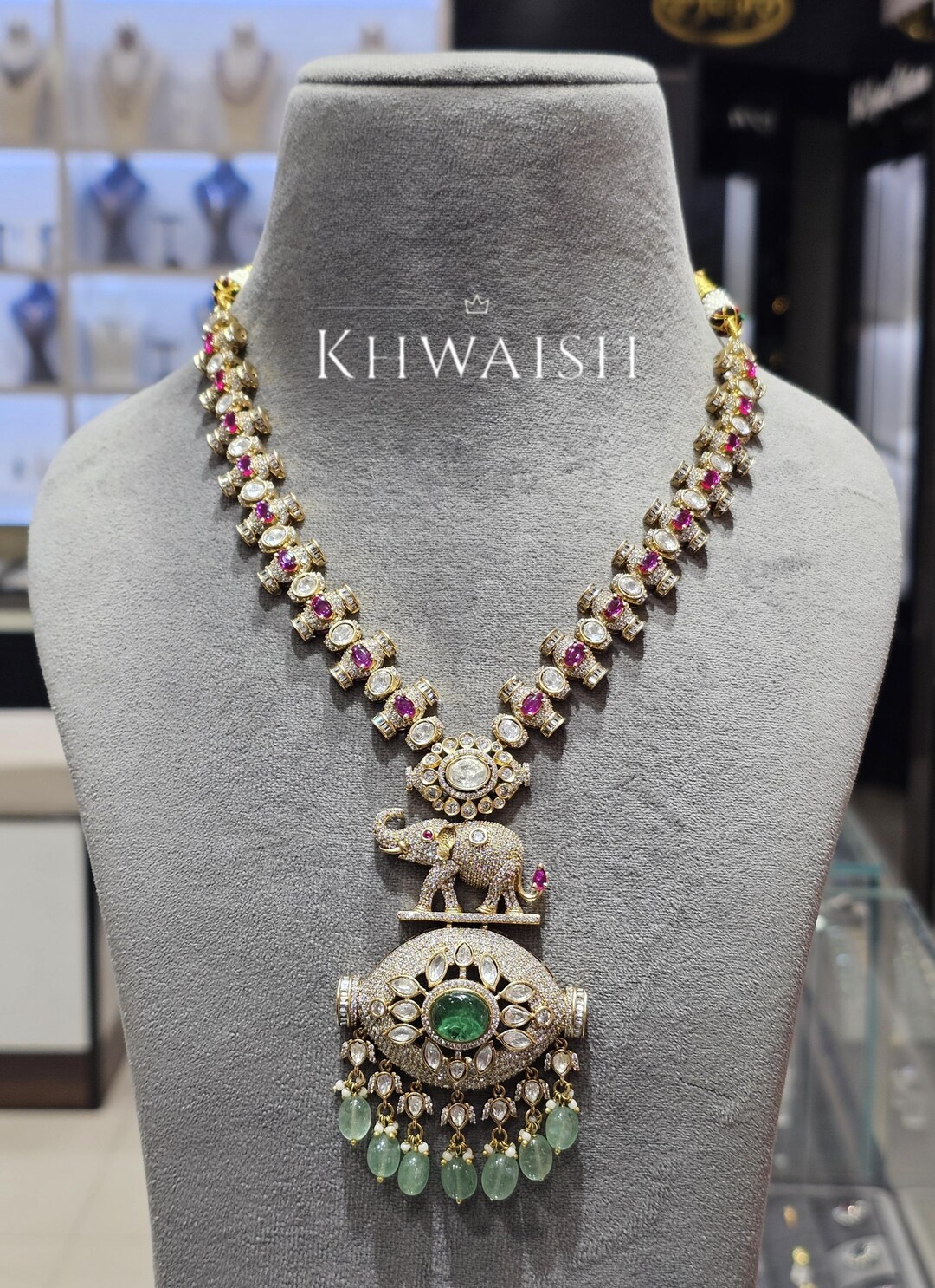 Grand Elephant Russian Emerald Pearls Ruby Kundan Polki Victorian ...