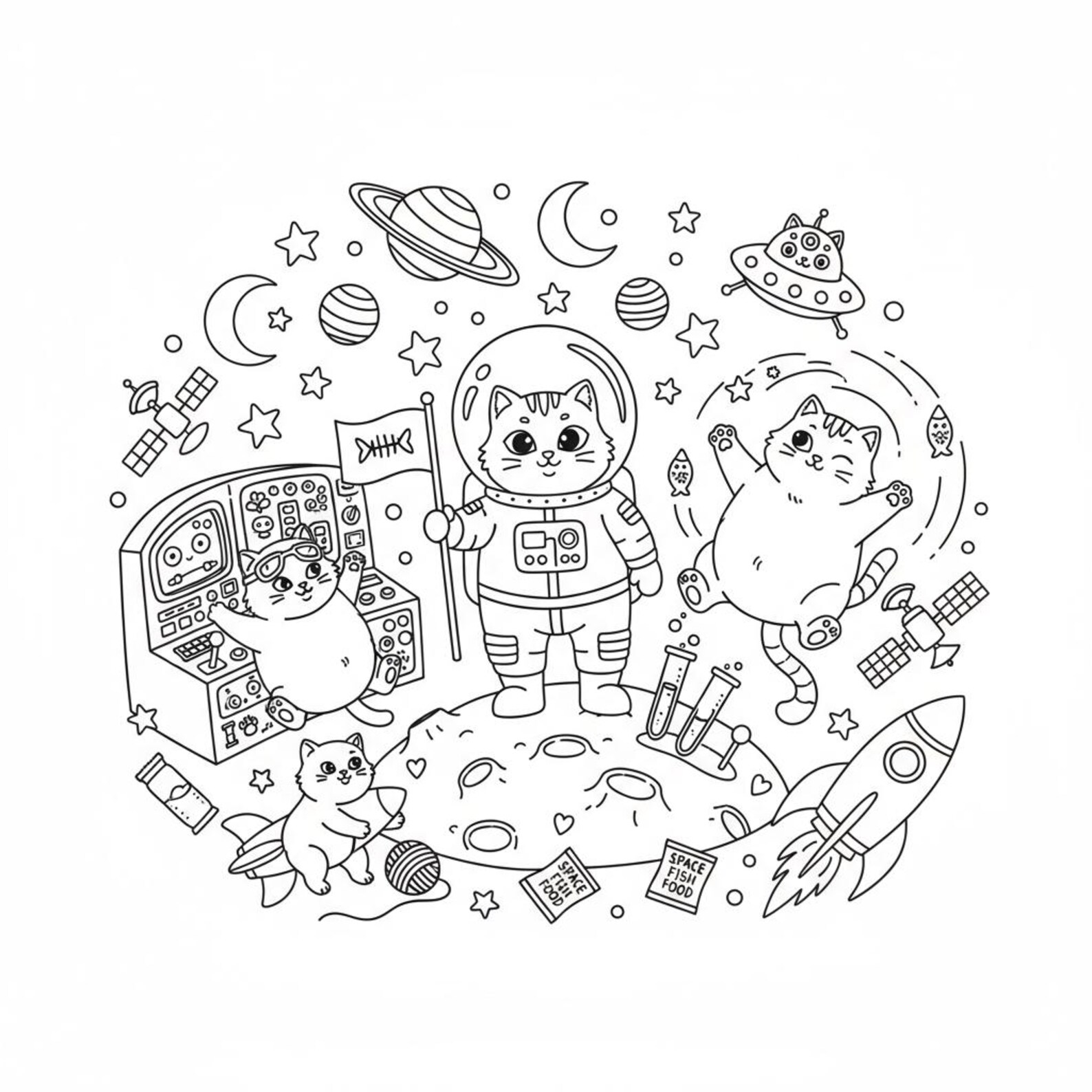 Cat Theme Coloring Pages -- 20 Pages - Etsy