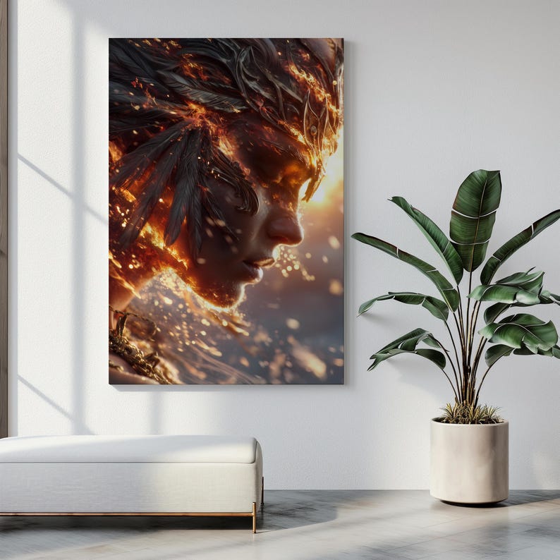Valkyrie Warrior Portrait - Dramatic Feathered Helmet Art Print ...
