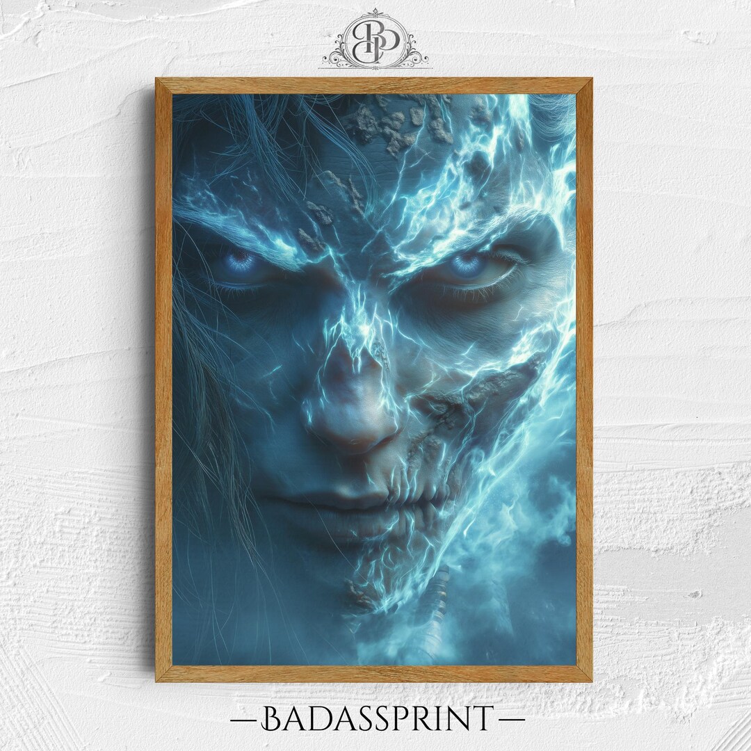 Frost Spirit Wall Art, Icy Revenant Portrait Print, Dark Winter Fantasy ...