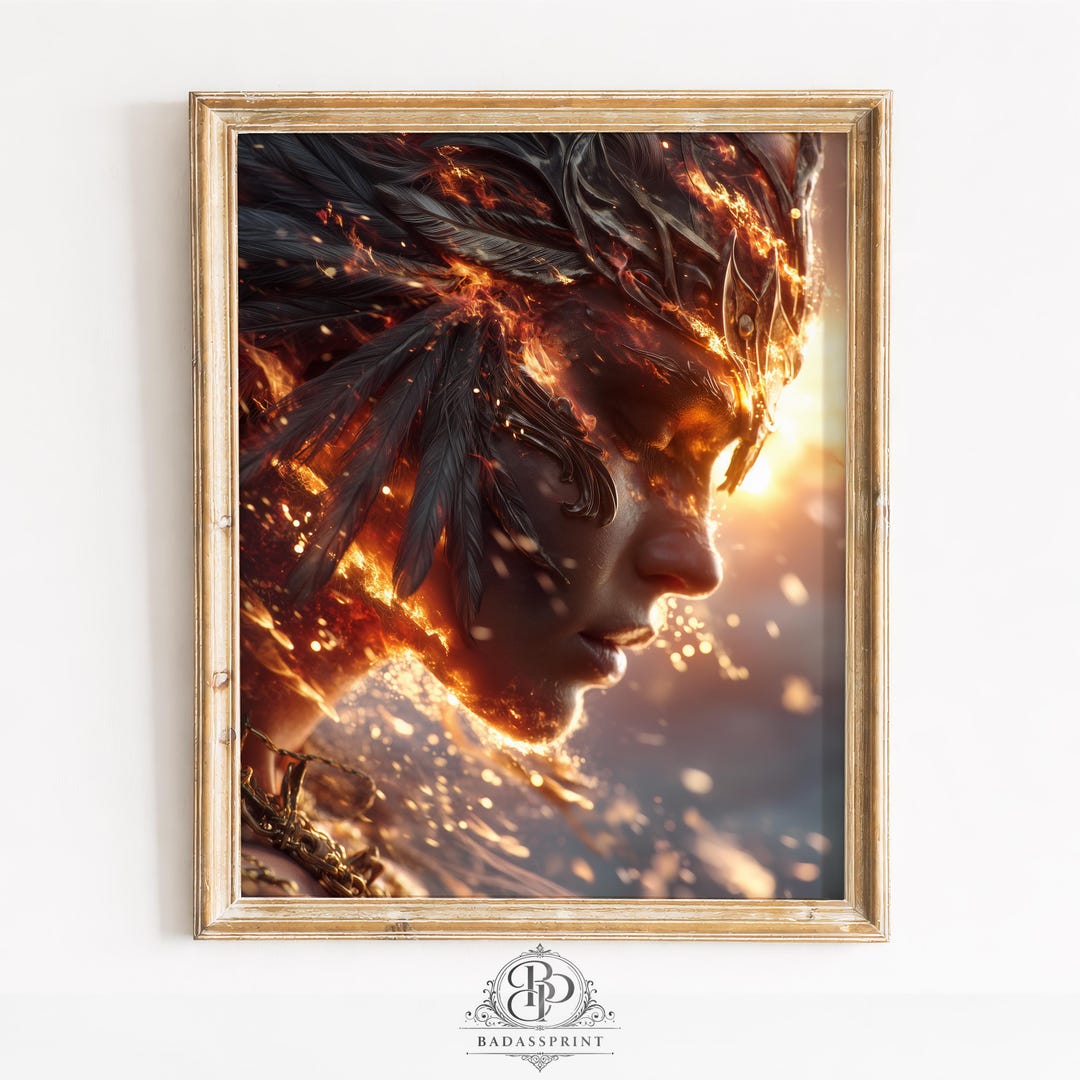 Valkyrie Warrior Portrait - Dramatic Feathered Helmet Art Print ...