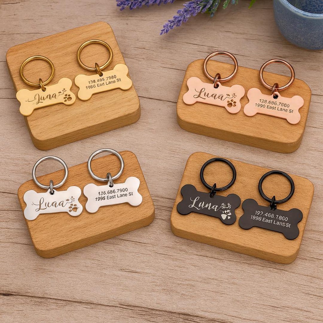 Custom Dog ID Tag – Personalized Bone Pet Tag With Name & Phone Number ...