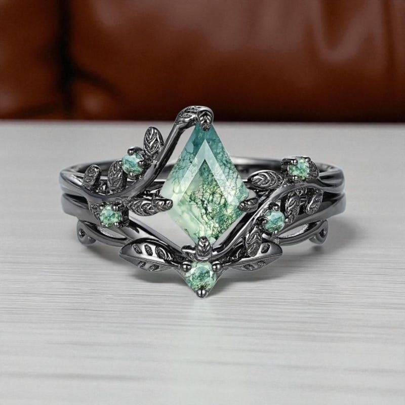 Moss agate twirl ring - Etsy.de
