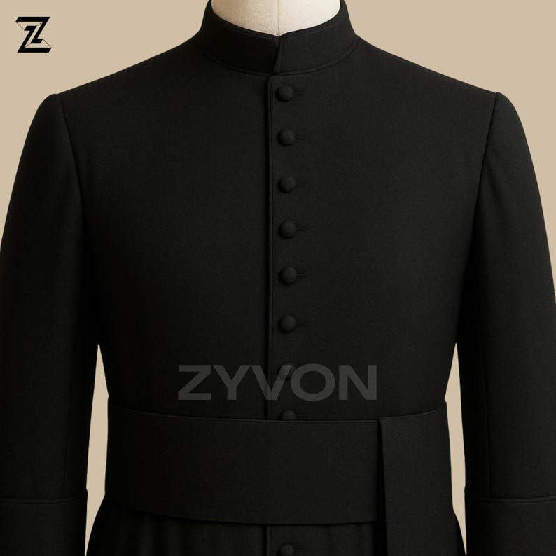 Soutane noire faite main pour clergé | Robe de prêtre traditionnelle ...