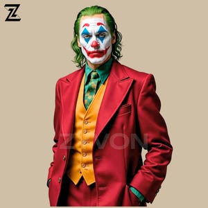 Red Joker Suit 2-piece Tuxedo + Mustard Waistcoat | Custom Halloween ...