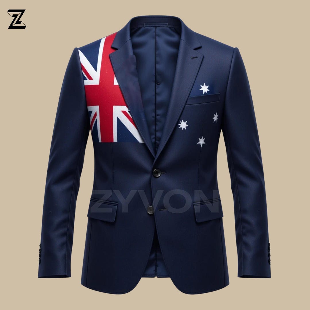 Australian Flag Blazer Suit: Tailored Fit, Deep Blue Pants - Etsy