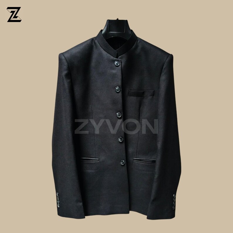 Slim Fit Chinese Tunic Suit – Mandarin Collar Blazer & Pants - Etsy