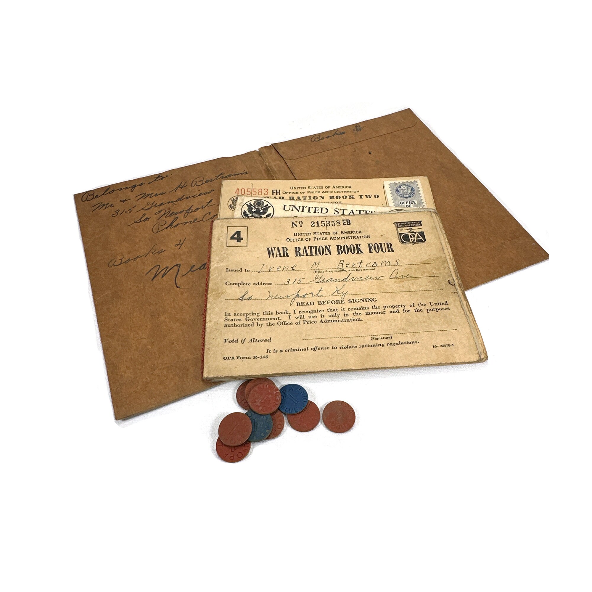 Ration Book USA 1944 Tokens Stamps Booklets World War Two Memorabilia ...