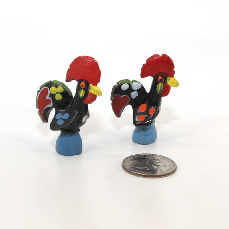 Swedish Dala Folk Art Rooster Figurines Hand Painted - Etsy