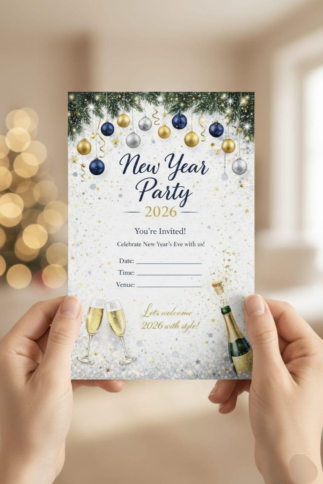 New Year Party Invitation 2026 | Elegant New Year’s Eve Celebration ...