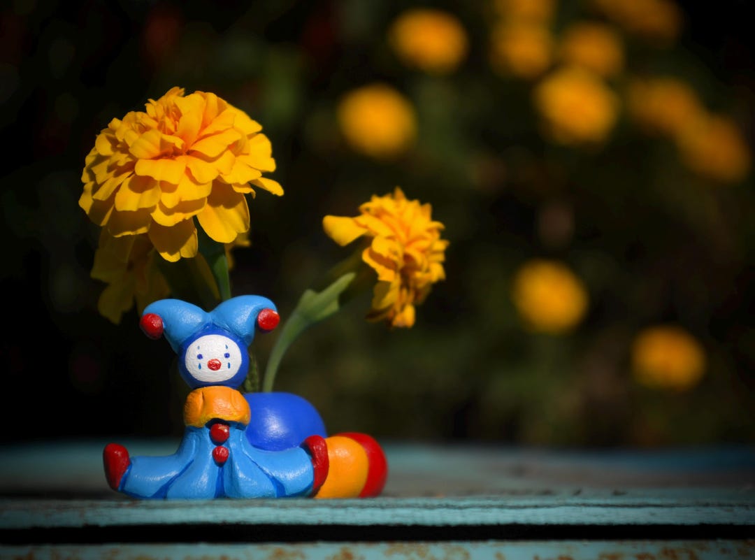 Little Clown Vase | Colorful Polymer Clay Desk Figurine - Etsy